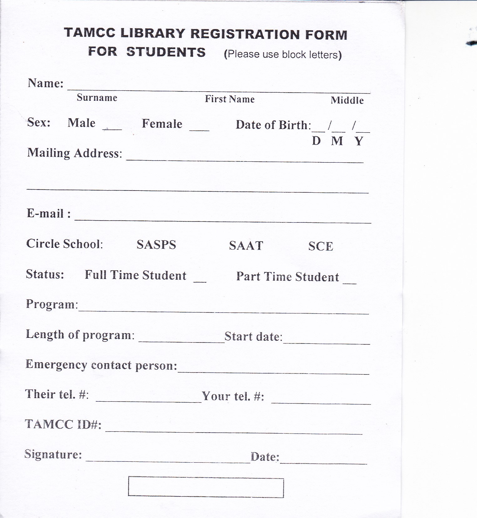 Forms – T.A. Marryshow Community College