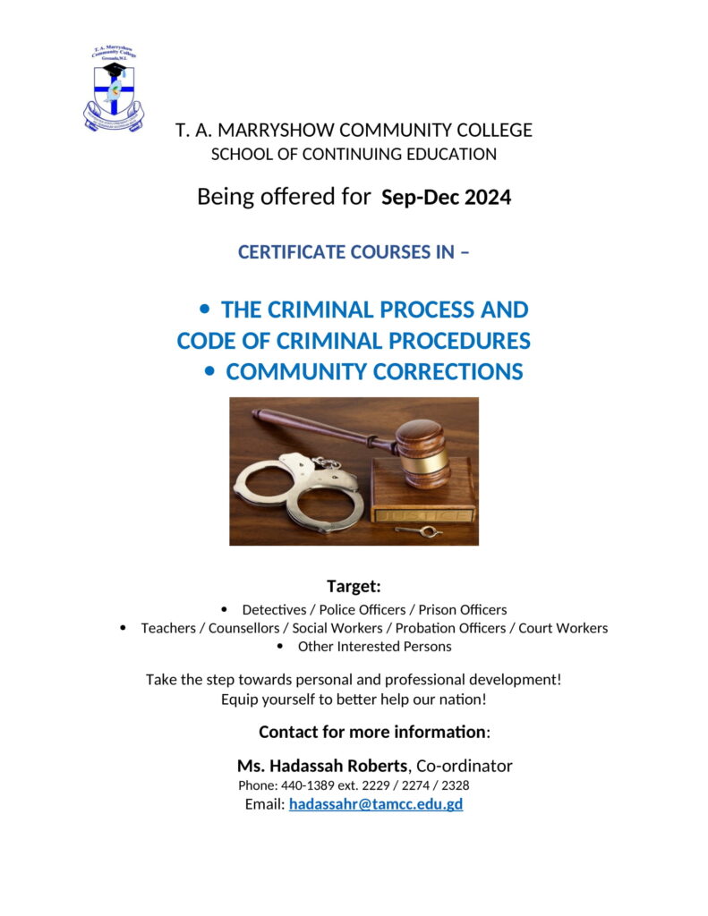 Certificate Courses – T.A. Marryshow Community College